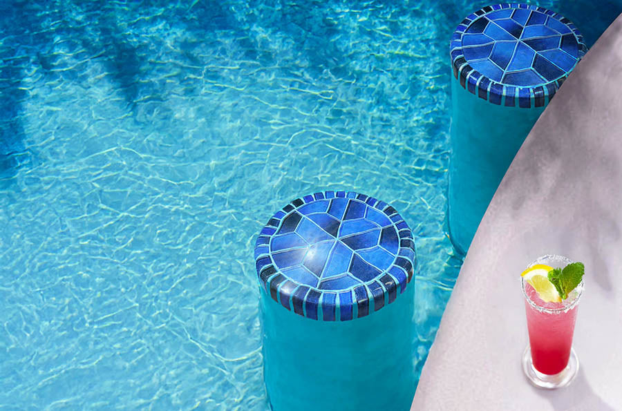 Glass and Granite Barstool Tops - Swim Up Bar Seat – AquaTiles