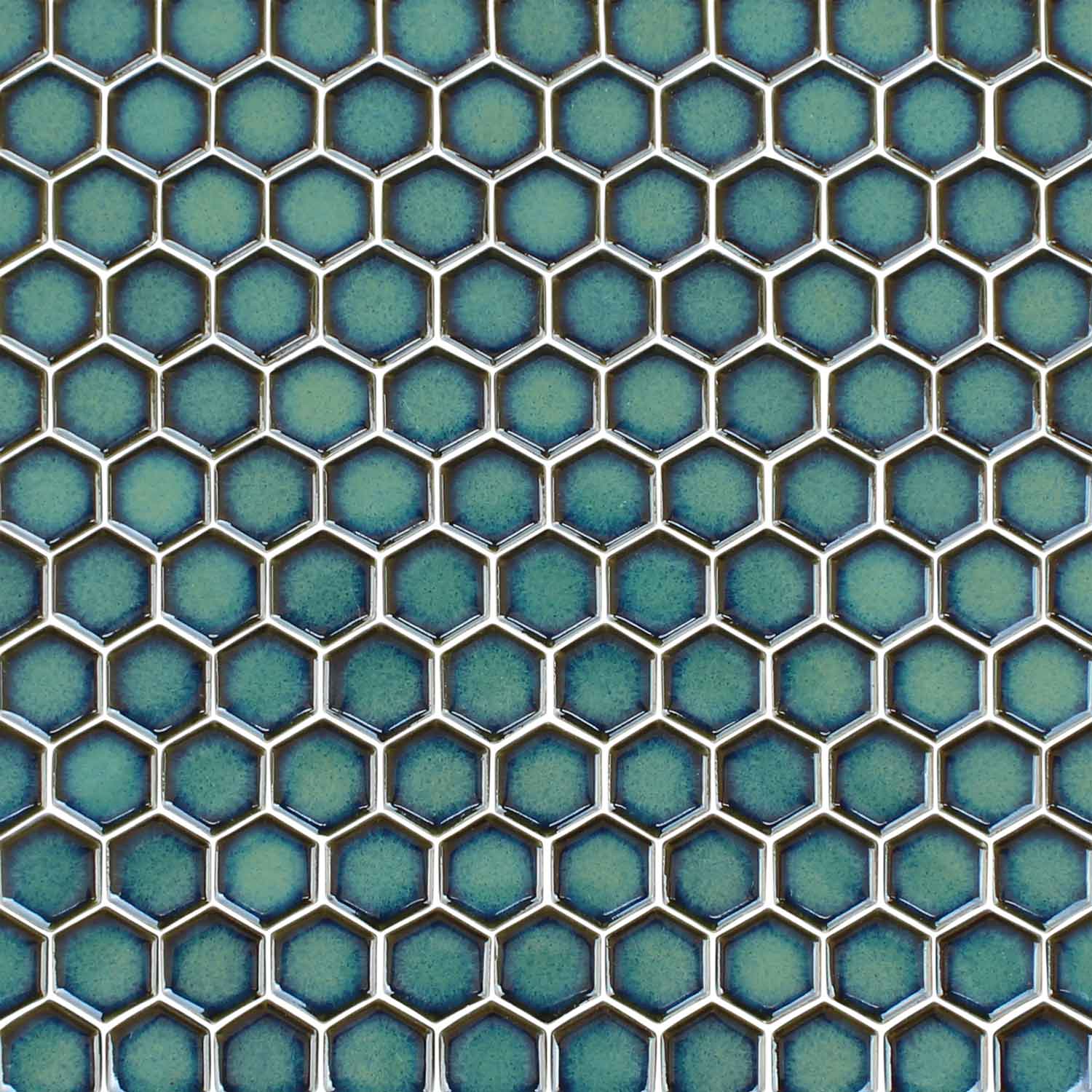 Crystal Green Hexagon 1" x 1" Porcelain Tile – AquaTiles