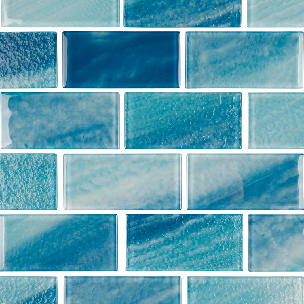 Ocean Sky Blue 2x4 Subway Glass Tile Mosaics – AquaTiles
