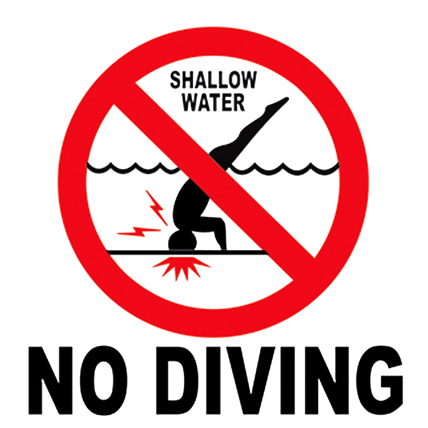 NO DIVING International Symbol, 6" x 6" Safety Depth Marker – AquaTiles