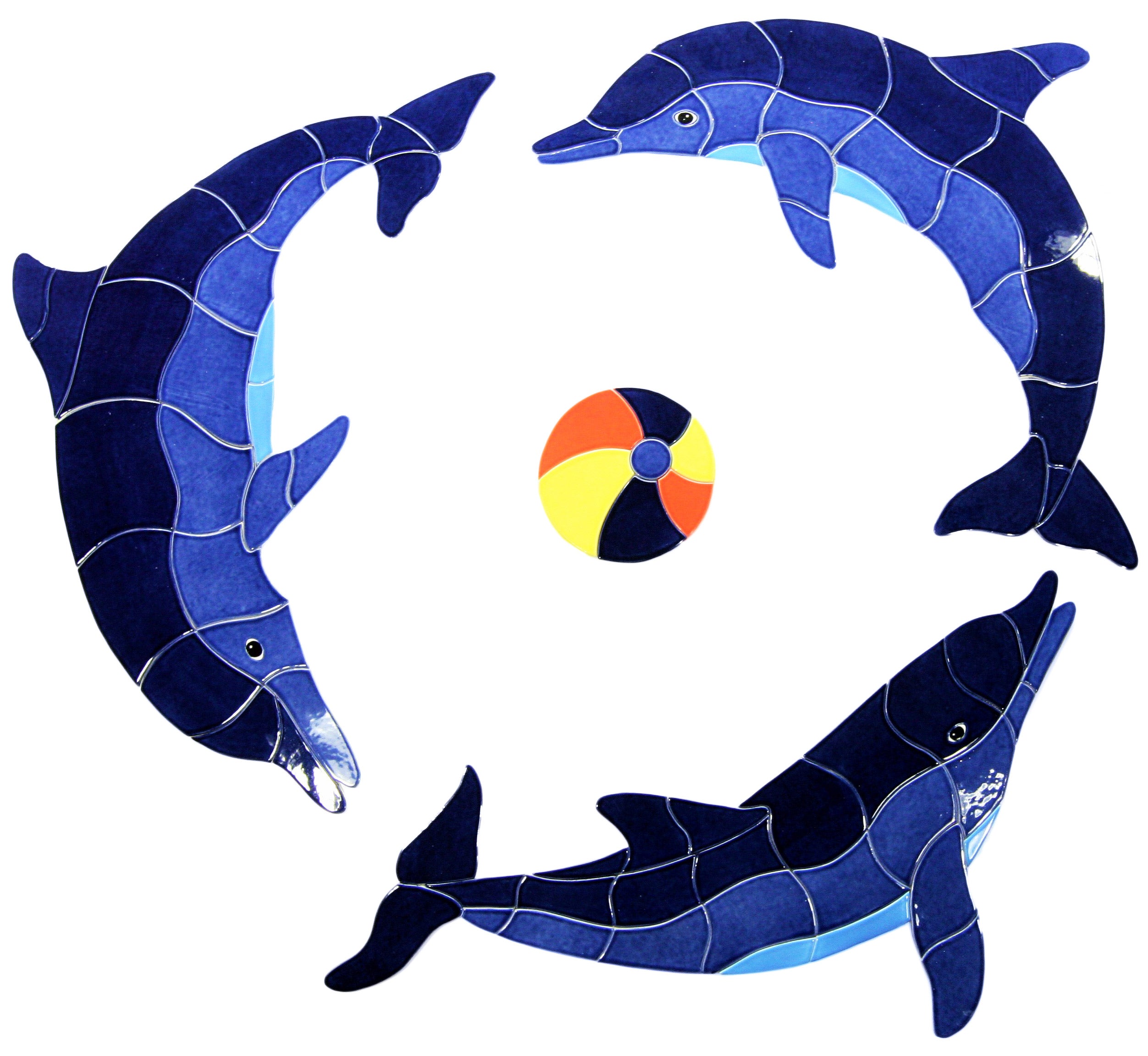 Dolphins with Beach Ball 45" x 45" Pool Mosaics – AquaTiles