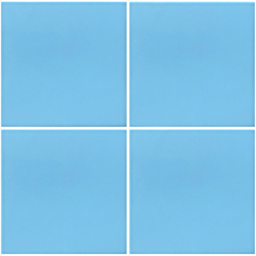 Solid Baby Blue 6" x 6" Glossy Porcelain Pool Tile – AquaTiles