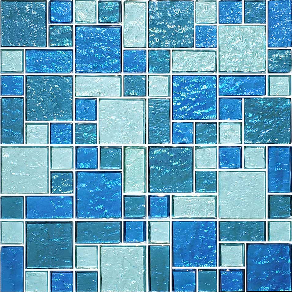 Aqua Blue Blend Random Blocks Glass Tile – AquaTiles