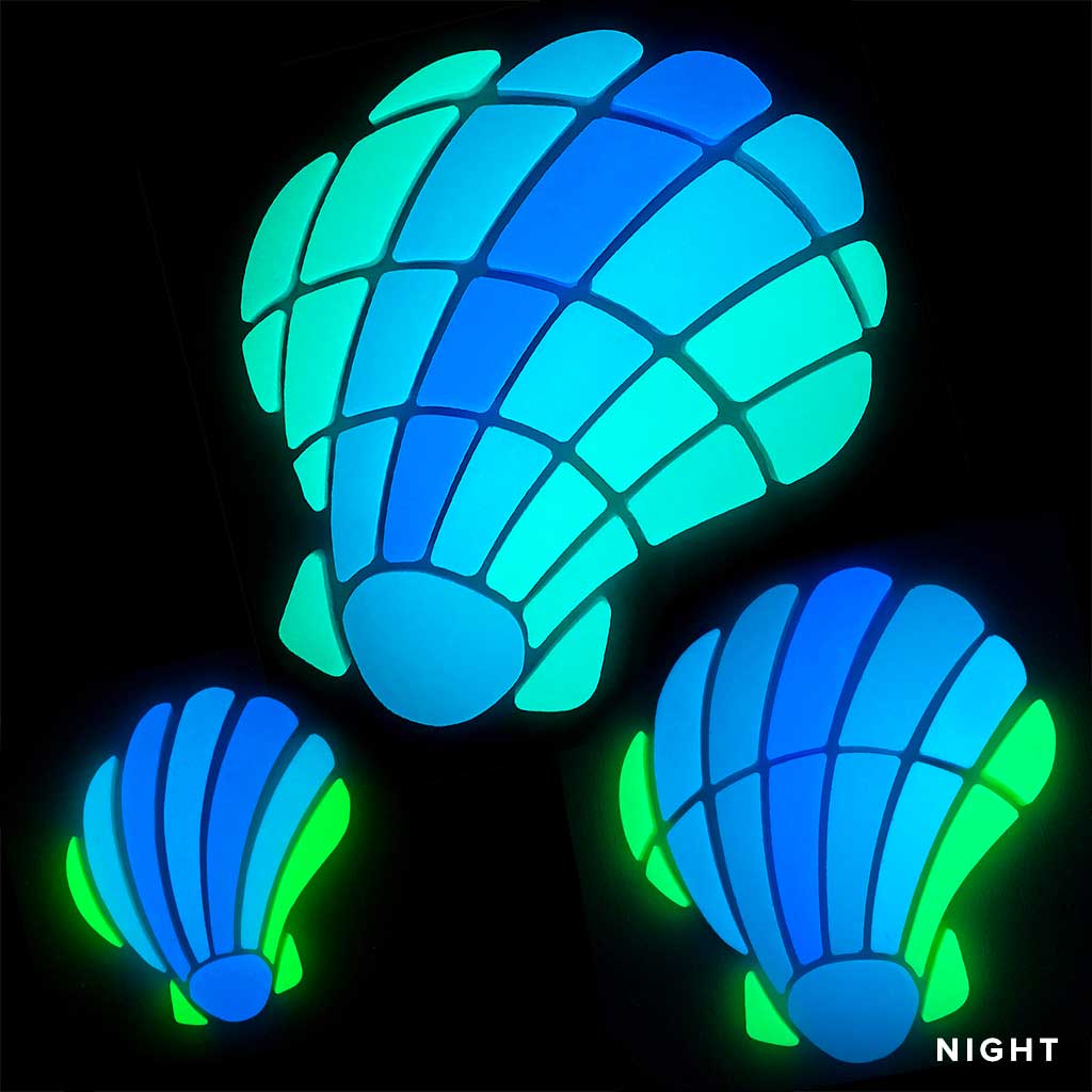 Curved Scallop Shell Family Glow in the Dark Pool Mosaics – AquaTiles