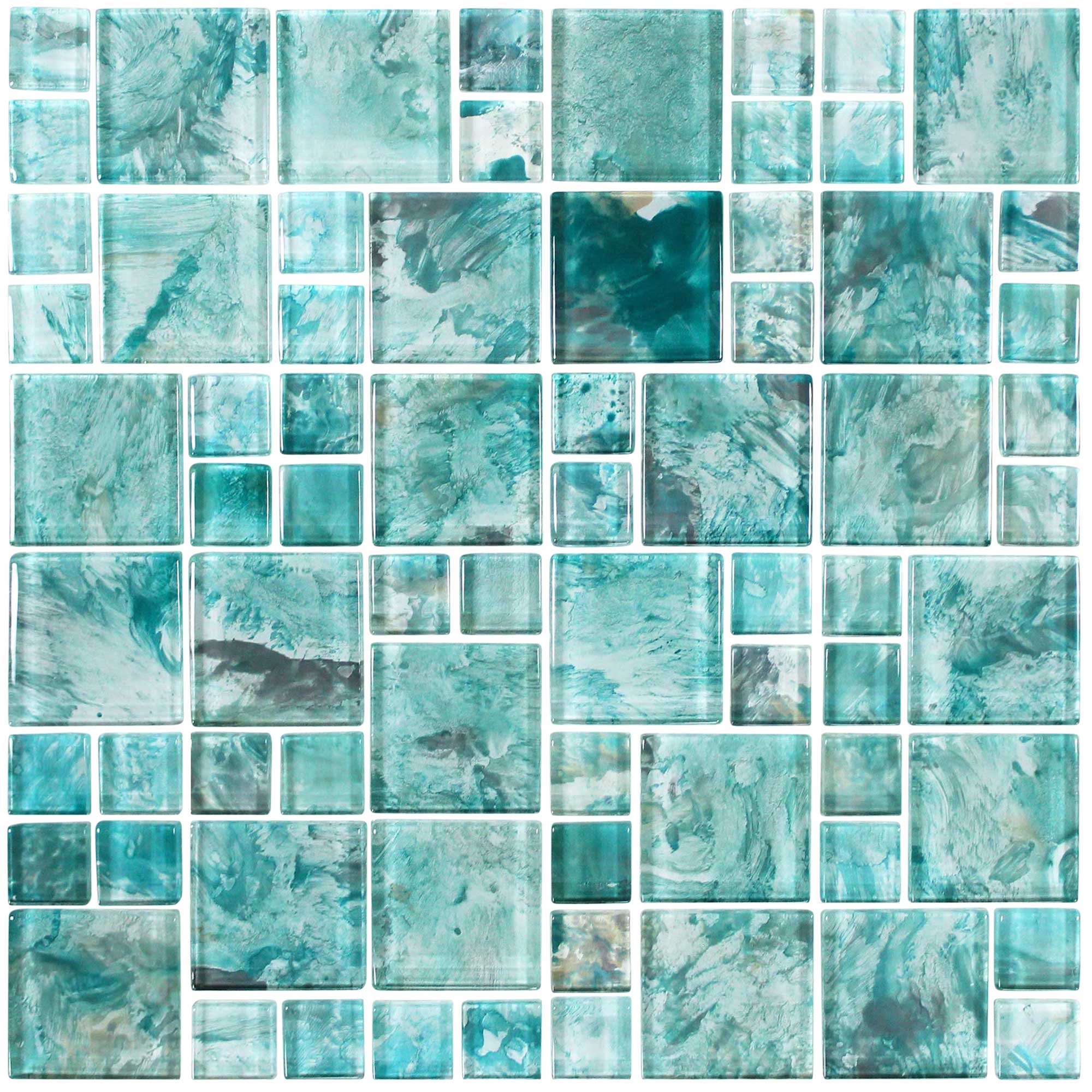 Island Turquoise Random Mosaics Glass Tile – AquaTiles