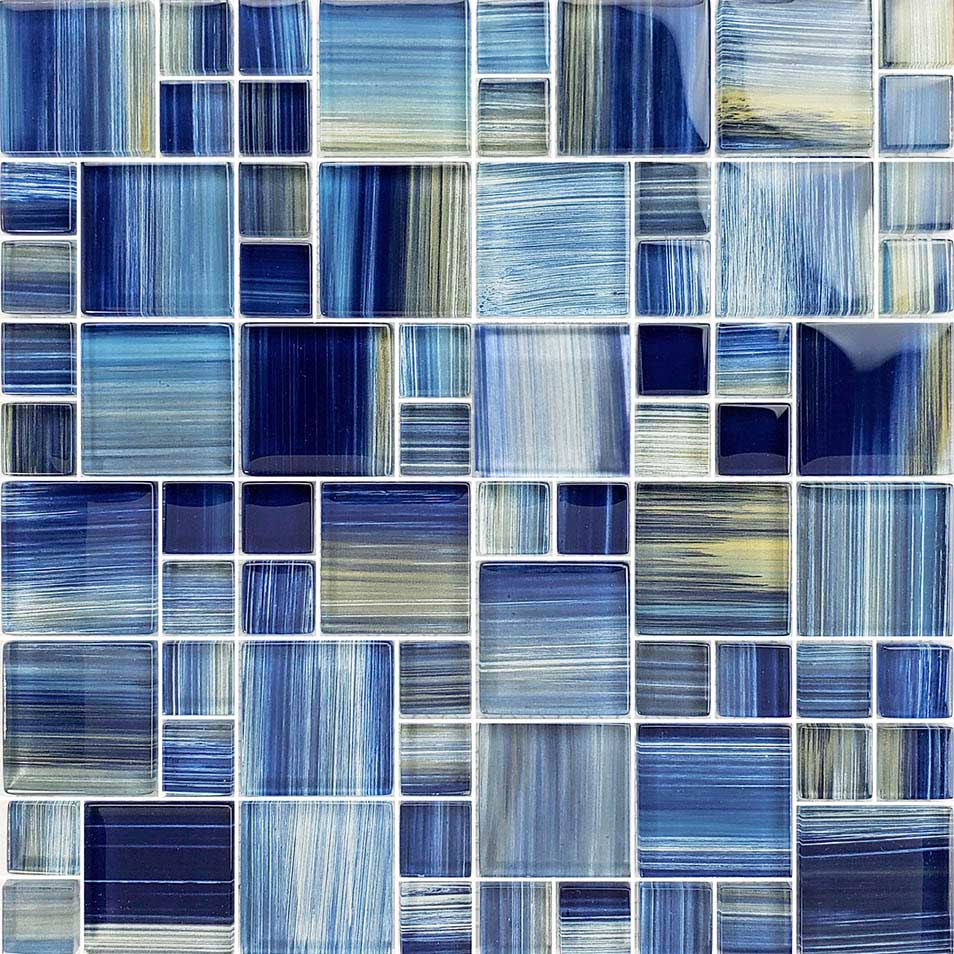 Steel Dark Blue Mixed Glass Tile – AquaTiles